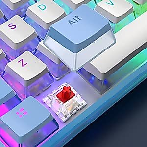 60% Percent Keyboard Mechanical - Womier WK61 Hot-Swappable Keyboard Ultra-Compact RGB Gaming Keyboard w/Pudding Keycaps, Linear Red Switch, Pro Driver/Software Supported (Blue)