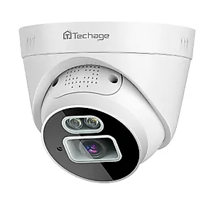 Techage DM29S, Power Over Ethernet, Outdoor PoE Camera, IP Dome Cameras, 5MP(2560x1920), Motion-Activated Floodlights, 2-Way Audio, H.265, P2P, Color Night Vision, White