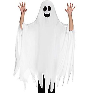 Geyoga Ghost Halloween Costume Tattered Gown Cosplay Role Play Supply Halloween Fancy Dress Costume for Child Over 8 Years Old, 4.27 x 3.94 Feet (Smile Style)