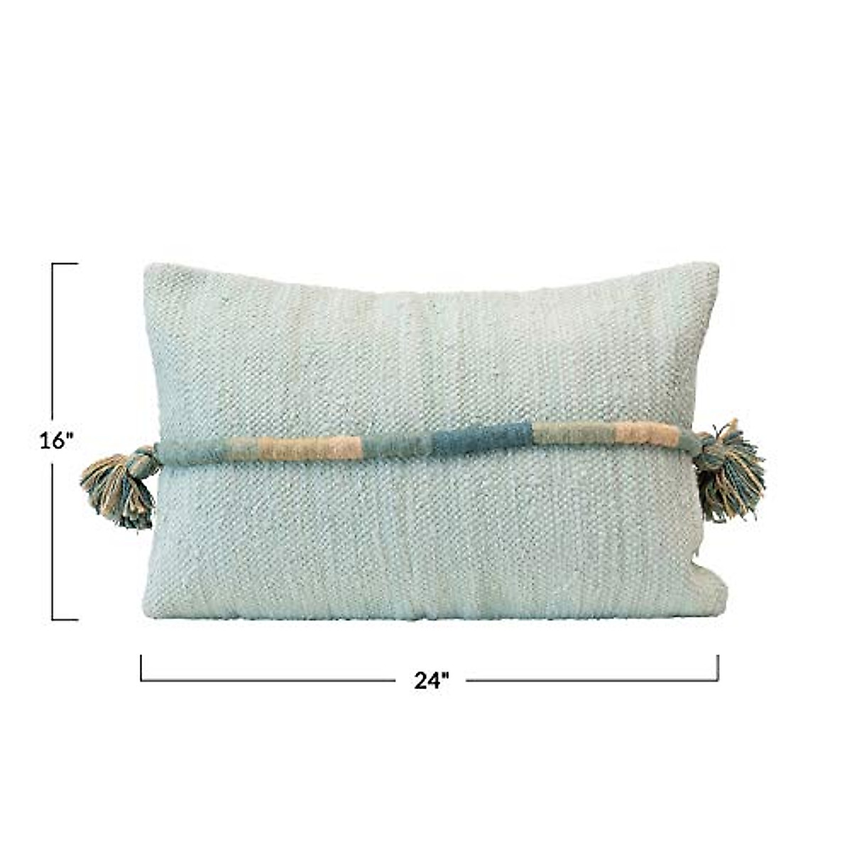 Creative Co-Op Woven Cotton Lumbar Wrapped Appliqued Cord & Tassels, Multi Color Pillow