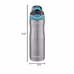 Contigo AUTOSPOUT Chug Chill Vacuum-Insulated Stainless Steel Water Bottle, 20 oz., Scuba Lid, SS/Scuba