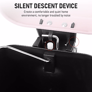 M-Aimee 1.3 Gallon Slim Small Trash Can with Lid Soft Close, Stainless Steel Garbage Can for Bathroom Bedroom Office, Rectangular Step Trash Bin with Removable Inner Waste Basket (Pink)