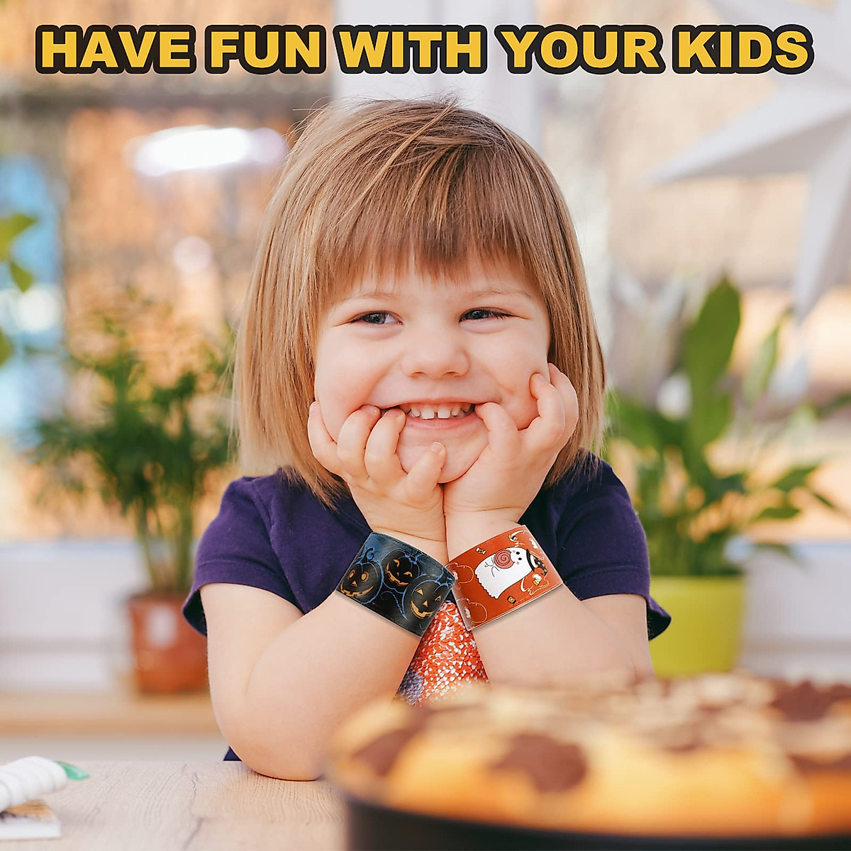 JDSTY 48 PCS Halloween Slap Bracelets Halloween Toys for Kids Girls Boys Halloween Party Favors Halloween Treat Bags Gifts…