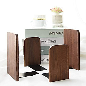 Tbkoly Home Decor Walnut Bookends Creative Wooden Bookend Desktop Storage Box Book Clip Thickened Book Stand, Office Desk Book End for Shelves, Pack of 2 Pairs Book Ends