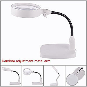 Tm-home Large 10x Magnifying Glass with Light and Stand, Folding Design with 6 LED Magnifying Lamp for Close Work