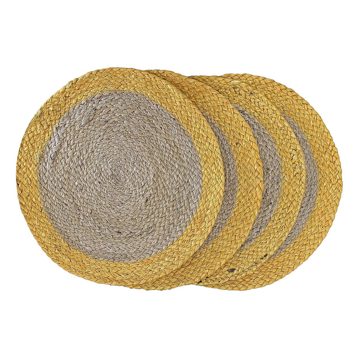 Nature4u 100% Jute Hand Braided Placemat Set of 4 Rustic Vintage Farmhouse Table top & Dining Table Round Placemat for Parties (14” Diameter, Natural Beige) Set of 4