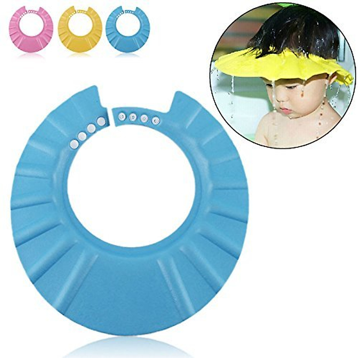 Safe Shampoo Shower Bathing Protection Soft Cap Hat for Toddler's, Baby,Children & Kids to Keep The Water Out of Their Eyes & Face (Blue)