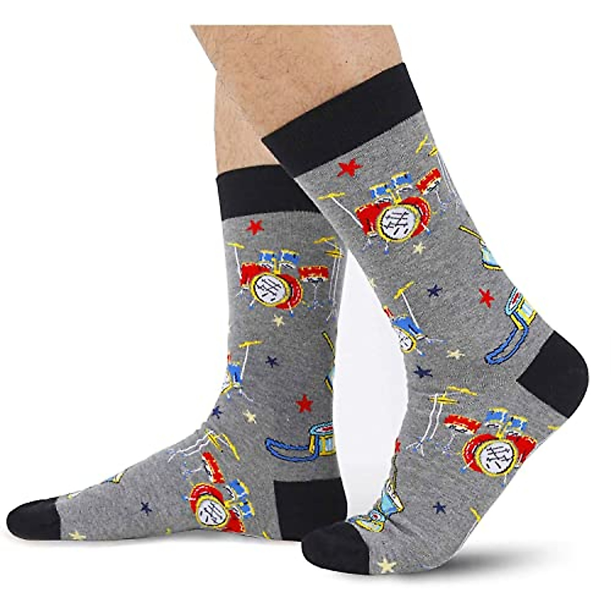 sockfun Drum Socks Drum Gifts Drummer Socks Drummer Gifts for Men Teen Boys, Music Socks Music Gifts for Music Lovers Drummer Stocking Stuffers