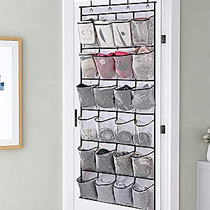 CHBC 24 Large Mesh Pockets Over The Door Shoe Rack, Hanging Shoe Organizer for Closet Hanging Shoe Rack Holder Hanger, White