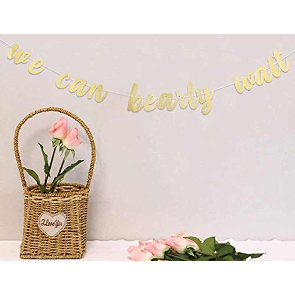 We Can Bearly Wait Banner - Teddy Bear Baby Shower Decorations, Decor for a Bear Themed Baby Shower, Smash Cake Props