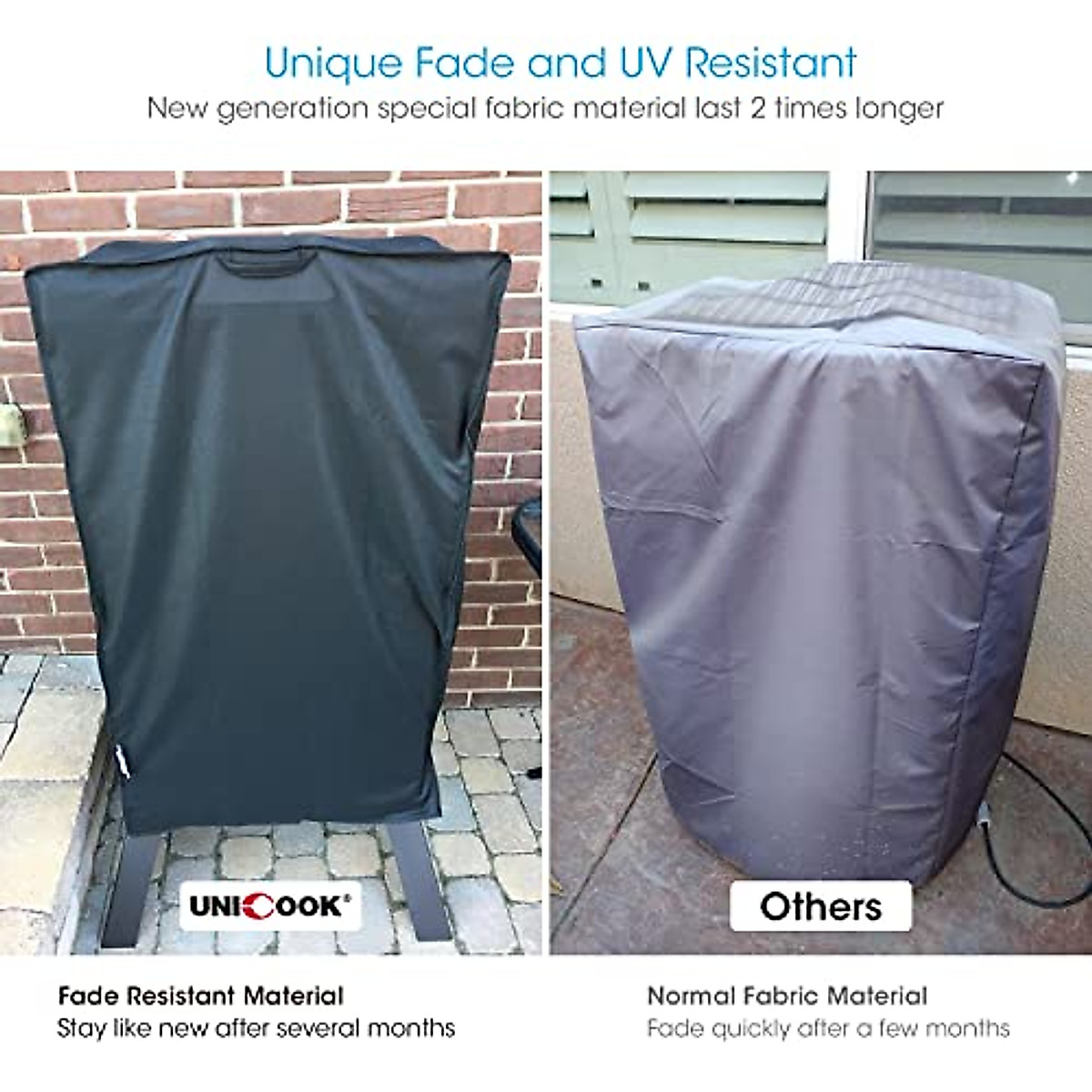 Unicook 30 Inch Electric Smoker Cover, Heavy Duty Waterproof Smoker Grill Cover, Fade and UV Resistant Square Vertical Smoker Cover, Durable and Convenient, 18" W x 17" D x 33" H