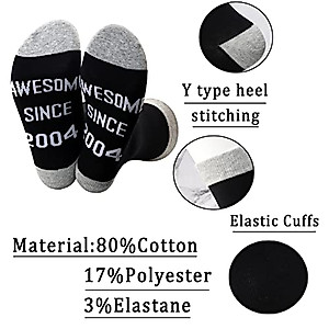 JXGZSO 19 Birthday Socks Awesome Since 2004 Happy Nineteen Birthday Gift 19th gift