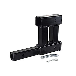 TOPTOW 64191HP Dual Hitch Receiver Extension Adapter 2 inch Towing and Bicycle Cargo Extender, Hitch Pin Included
