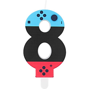 iNINGER Level Birthday Candles,Level 8 Number Birthday Cake Candles,8th boy Birthday Party Decor,Game Controller Gamepad Birthday Candles,Video Game Controller Themed Kids Boy Bday Party Supplies