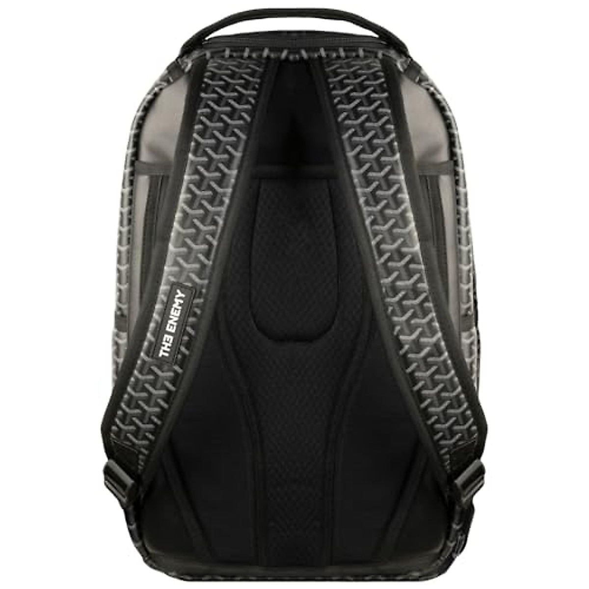 The Enemy Monogram Backpack, Unisex Eco PU Leather Backpack with Sneaker Compartment, Black Mono, One Size