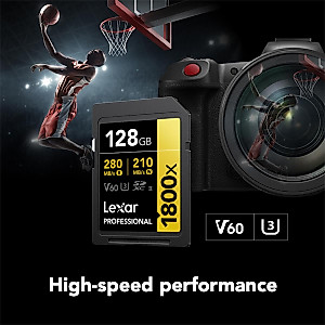 Lexar 128GB Professional 1800x UHS-II SDXC Memory Card (Gold Series)