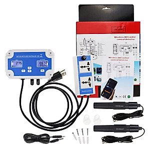 DANOPLUS Smart pH ORP Controller with Remote App Monitoring & Dosing in Water, 3 in 1 pH/ORP/Temp Meter Replaceable Probes for Hydroponics, Aquariums & Pool