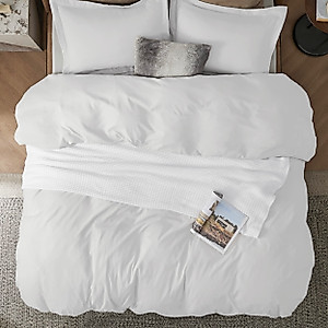 BEDSURE White Duvet Covers Queen Size - Soft Brushed Microfiber Duvet Cover Set 3 Pieces with Zipper Closure, 1 Duvet Cover 90x90 inches and 2 Pillow Shams(No Comforter)