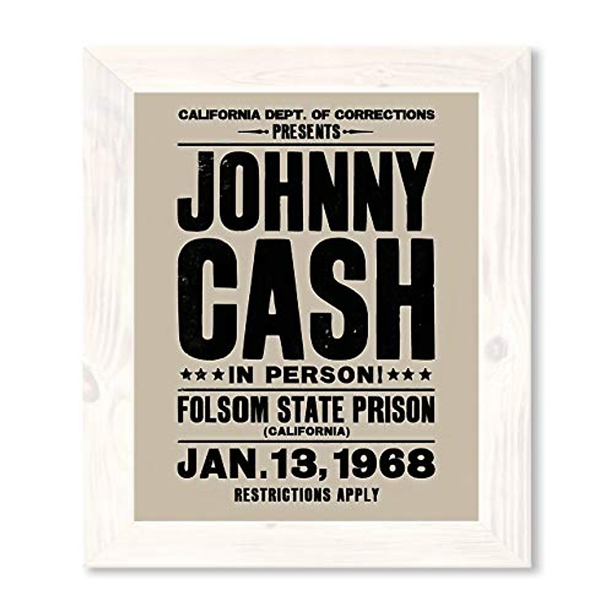 "Johnny Cash-In Person-Folsom State Prison"-Country Music Wall Art -11 x 14" Vintage Replica Sign Print-Ready to Frame. Rustic Decor for Home-Studio-Bar-Dorm-Cave. Great Gift! Printed on Photo Paper.