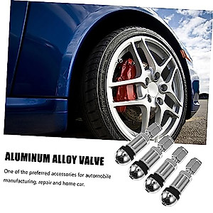 Milisten 4 Pcs Valve Wheels for Car Tire Pressure Caps Bolt in Valve Stem BMX Wheels Aluminum Alloy Silver Aluminum Stem Tire Air Automobile Tire Stems Gas Nozzle Circulation Valve