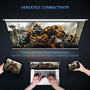 Native 1080P Projector,9800 L Projector for Outdoor Movies with 450" Display, Support 4K Dolby & Zoom,100000 Hours Life Indoor and Outdoor Projector Compatible with TV Stick,HDMI,VGA USB…