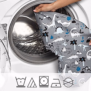 Boppy Original Support Nursing Pillow, Gray Dinosaurs, Ergonomic Breastfeeding, Bottle Feeding, and Bonding, Firm Hypoallergenic Fiber Fill, Removable Cover, Machine Washable