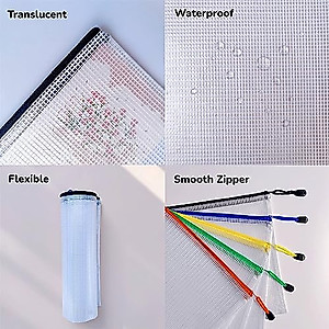 CHIF HAUTH 20pcs Mesh Zipper Pouch Bags, Waterproof Zipper Bags in A4 Size, Ideal for Organizing Office Supplies, Cosmetics, Stationery, and Board Games Storage