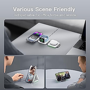 MURPISO 3 in 1 Charging Station for Apple,Magnetic Foldable Charger for Travel,Wireless Charger Pad for iPhone 15/14/13/12/Pro/Max/Mini,AirPods Wireless/Pro,iWatch Ultra/SE/9/8/7/6/5/4/3/2