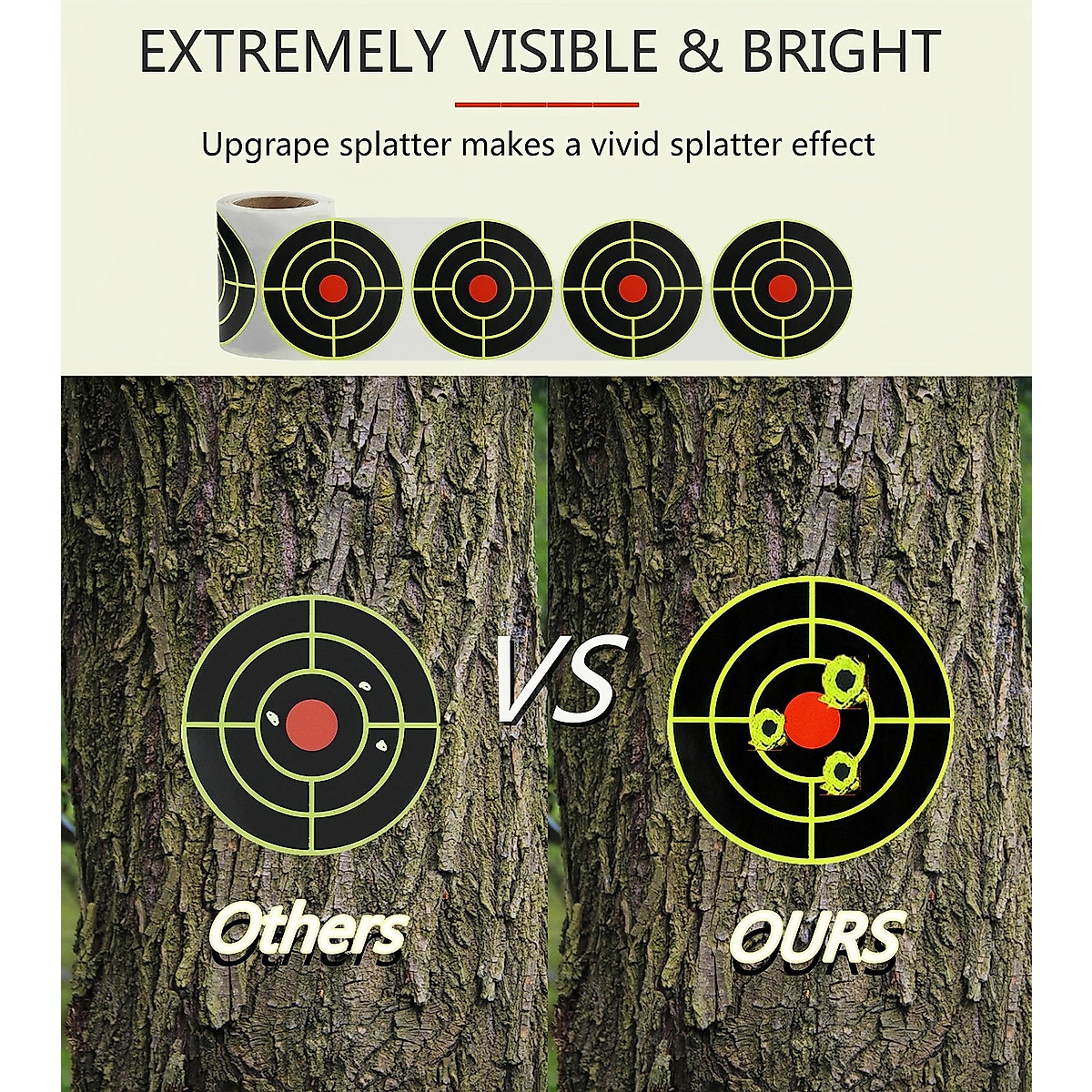 Shooting Target Stickers, Upgraded 3 Inch Round Self Adhesive Splatter Targets Green and Black Reactive Paper Targets for Indoor and Outdoor Range, BB Gun, Pellet, Airsoft, Rifle (3"-150PCS, Style E)