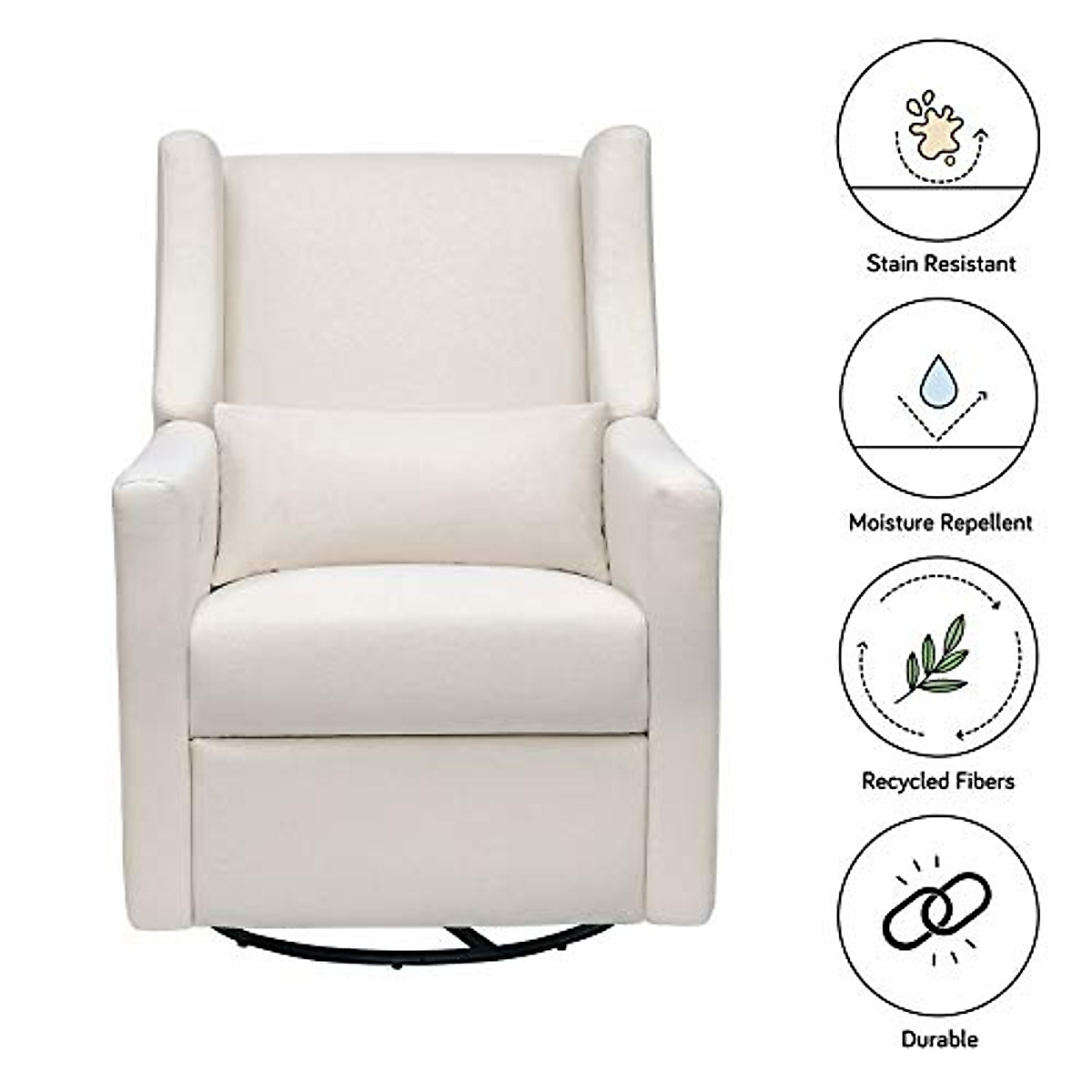 Babyletto Kiwi Electronic Power Recliner and Swivel Glider with USB Port in Performance Cream Eco-Weave, Water Repellent & Stain Resistant, Greenguard Gold and CertiPUR-US Certified