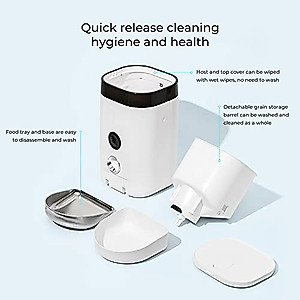 DOGNESS Automatic WiFi Dog/Cat Smart Camera Feeder - 6.5Lbs Large Capacity App Control Food Dispenser with WiFi, Portion Control, Voice Recording, Camera, Timer Programmable (4L White)