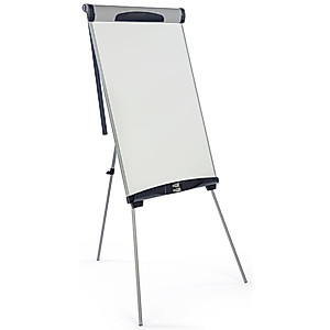 Displays2go Dry Erase Tripod Easel, 26" x 37" Magnetic White Board, Height Adjustable (AWBE24ST)