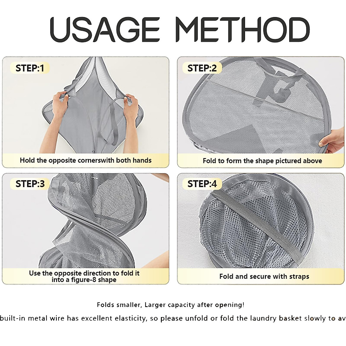 Alkrtiyf Large Laundry Basket,Mesh Pop Up Laundry Hamper,Collapsible Tall Clothes Hamper,hampers for bedroom,for beach clothes Underwear Panties Socks Toy Storage (2PCS Navy Blue, 90L)