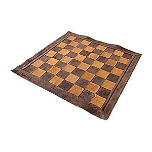 StonKraft - Big Size 19" x 19" Genuine Leather Chess Board | Roll-up Tournament Chess | Brown Suede