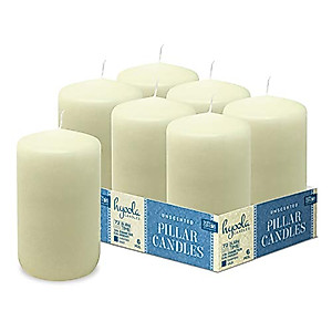 Hyoola Ivory Pillar Candles 3x5 Inch - Unscented Pillar Candles - 6-Pack - European Made