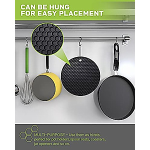 Wapodeai 2pcs Silicone Trivets Mat for Hot Pots and Pans, Premium Multipurpose Hot Pads Pot Holders, Tabletop Kitchen Trivet Mats Anti-Skid and High Temperature Resistance. (Black)