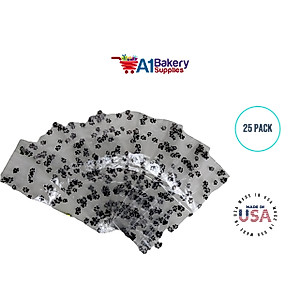 A1BakerySupplies® 25 Pack Paw Print Design Printed Cellophane Bags 4 In X 2 In X 9 In