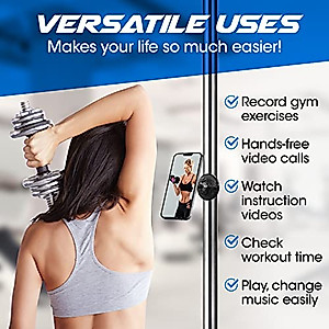 Magnetic Phone Mount - Mobile Gym - A Phone Holder for Videos - Double Sided Magnet – Extra STONG-Fits Any Phone GYM BUDDY (Black)