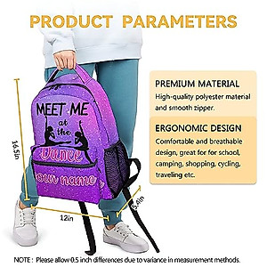 NEWGRY Personalized Name Dance Girls Backpack for School, 16 Inches Custom Purple Backpacks for Teens, Trendy Lightweight Bookbag for Middle School