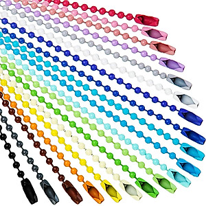Colored Ball Bead Keychain Metal Hanging Chains Metal Chain Necklace Bulk with Connectors for Hanging Christmas Ornament Jewelry Finding for Jewelry Making Tags Craft Projects (100 Pieces)