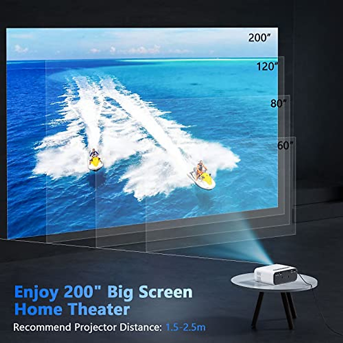 Mini 5G WiFi Bluetooth Home Projector with Full HD 1080P Supported, Toperson 7000LM 200" Home Movie Theater Video Projector for iPhone Android Smartphone /TV Stick/HDMI/USB/XBox/PS4/Laptop/Tablet/PC