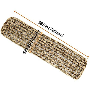 Miayaya 29.13 x 7.48 inch Bird Seagrass Mat Natural Grass Woven Net Hammock Hanging on Parrot Cage with 4 Hooks Parakeet Climbing Rope Ladder Chew Toys for Lovebird Parrot Cockatiel Cockatoo Supplies
