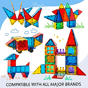 SUNNY AUNTIE Magnetic Tiles 138 PCS+ Bonus Zippered CASE, Magnetic Tiles for Kids Toy for 3 4 5 6 7 8 Year Old Boys & Girls, Great Gift for Kids Aged 3-8, XL Set