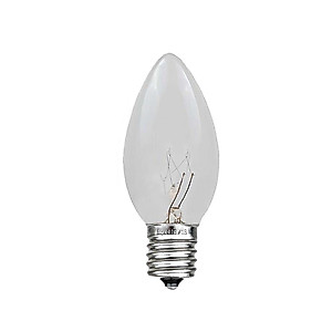 Novelty Lights Incandescent Christmas Replacement Bulbs - Indoor/Outdoor Individual Bulbs for Christmas Tree, Display, & More - C9/E17 Intermediate Base, 7 Watt Lights (Clear, 25 Pack)