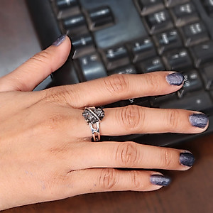 Earth Gems Jewelry Meteorite Sterling Silver Ring, 925 Silver Handmade Ring, Meteorite Raw Stone Ring, Meteorite Rough Stone Ring, Size 10