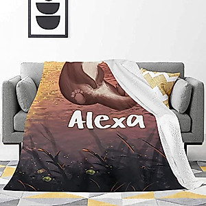 Cute Otter Animal Throw Blanket with Name Text for Bed Sofa Super Soft Fleece Blankets for Gift Baby Kids Adult 50 x 60 Inch