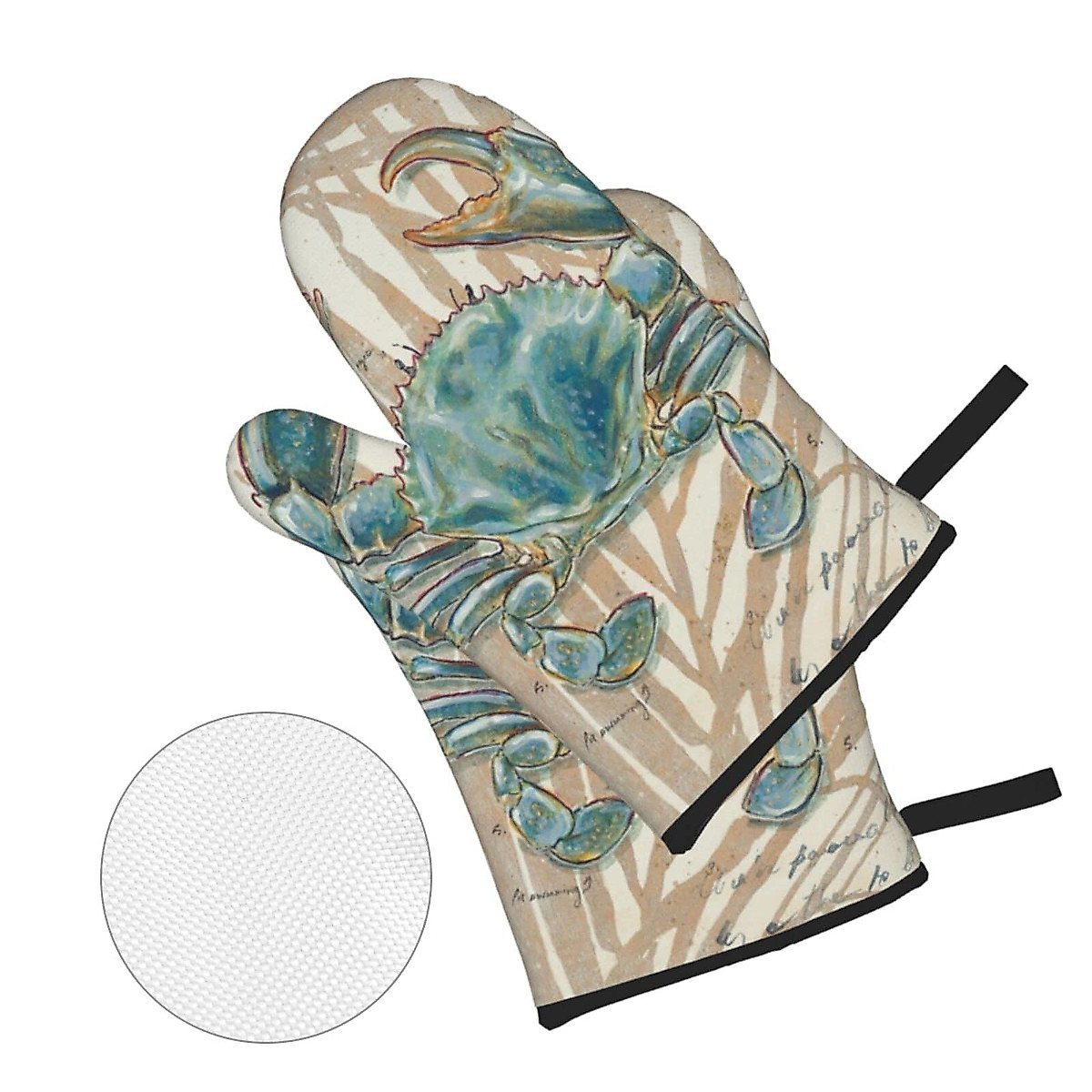 Oven Mitts and Pot Holders Sets of 4,Nautical Ocean Animal Sea Underwater Submarine Blue Crab Fantastic,Oven Mitts Heat Resistant Oven Gloves Set Potholders for Kitchen Baking Grilling