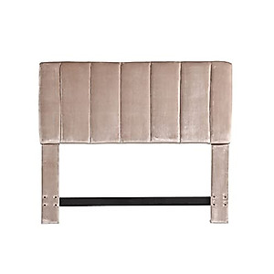 Iconic Home Uriella Headboard Velvet Upholstered Vertical Striped Modern Transitional Full/, Queen, Taupe
