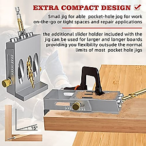 Pocket Hole Jig Kit, Professional and Upgraded Metal Pocket Screw Jig (JIG)