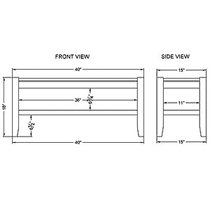 Alaterre Furniture Newport 40" Wood Bench with Rush Seat